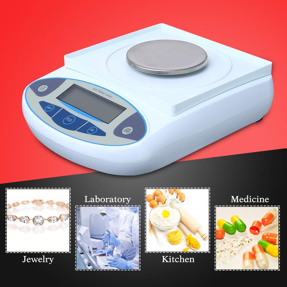 SEAAN Lab Analytical Balance Scale 0.001g Digital Laboratory Analytical Weight Scale Balance Electronic Precision Scale Jewelry Scale (500/0.001g)
