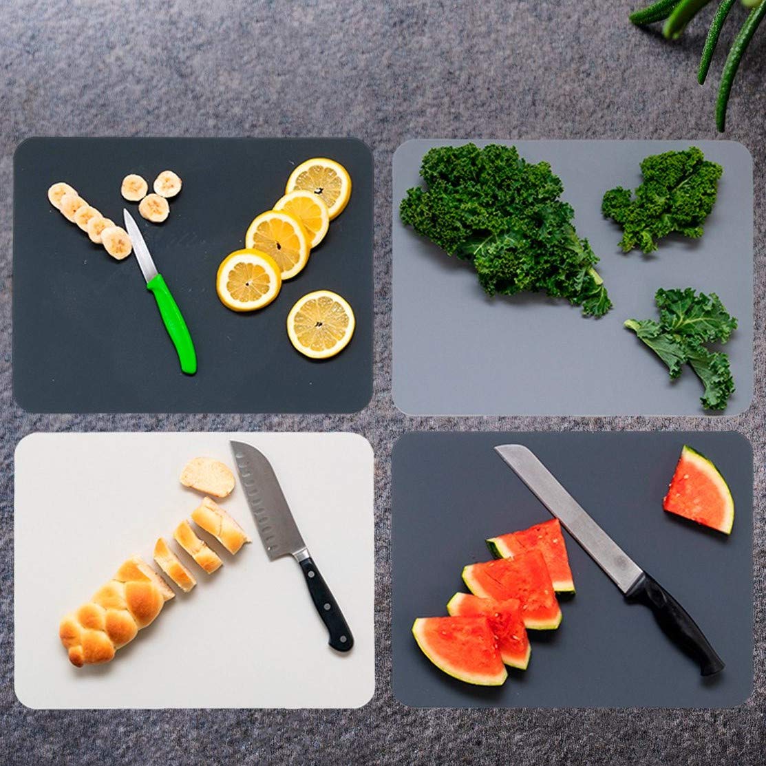 Simply Genius Plastic Cutting Boards for Kitchen - Color Coded Chopping Board Set - Flexible Cutting Mats for Meat & Vegetables - Dishwasher Safe, Non-Slip, BPA Free (4-Pack Multicolor, 11.5"x 15")