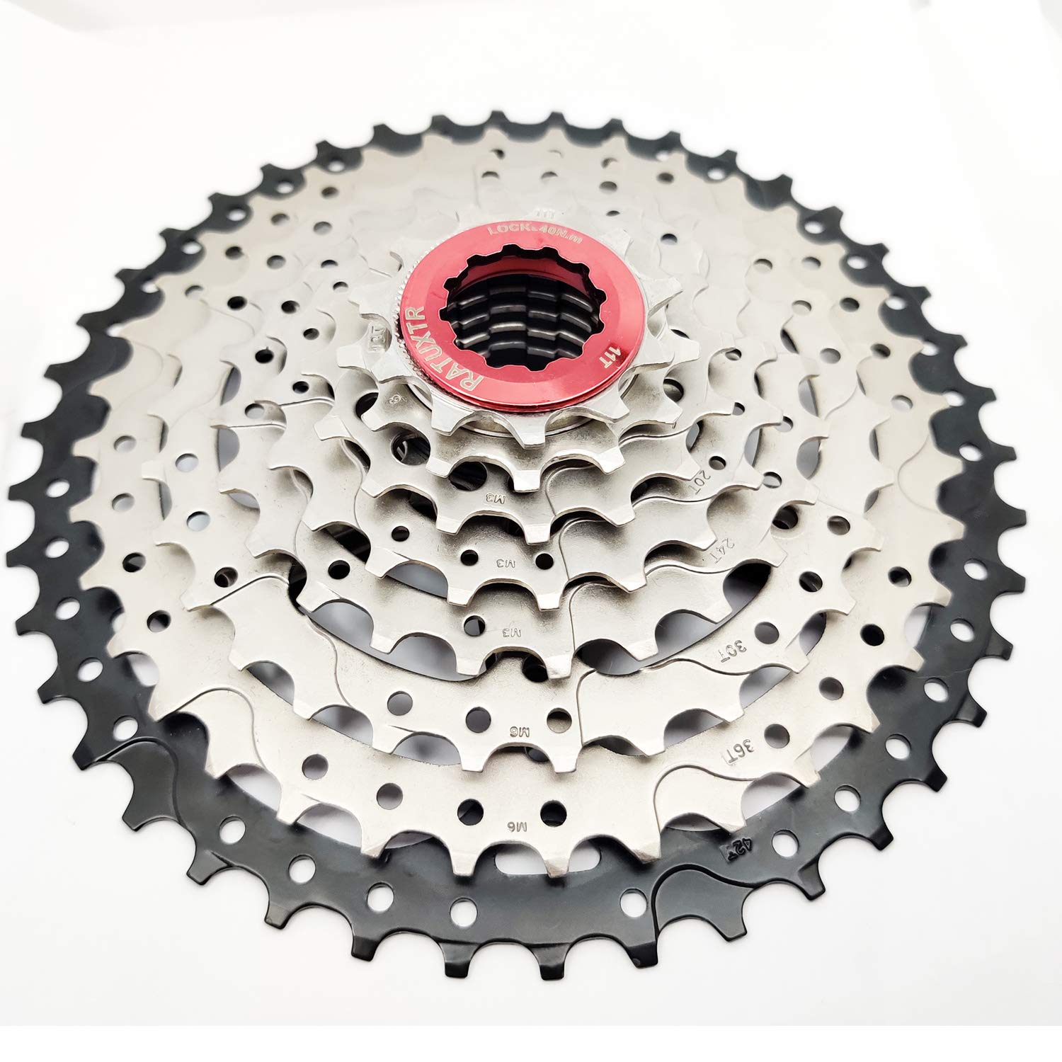RATUXTR 8 Speed Cassette for Mountain Bike, 11-42T Mountain Bicycle 8 Speed Cassette Flywheel Fit for MTB BMX Road Bicycle, Super Light
