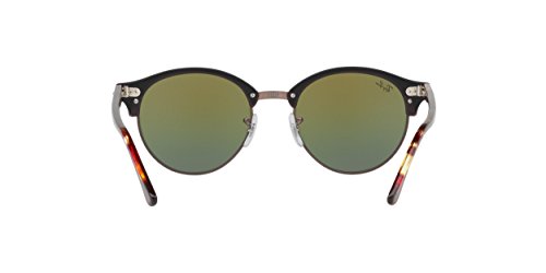 Ray-Ban RB4246 Clubround Round Sunglasses, Top Bordeaux On Transparent/Light Grey Mirrored Rainbow, 51 mm