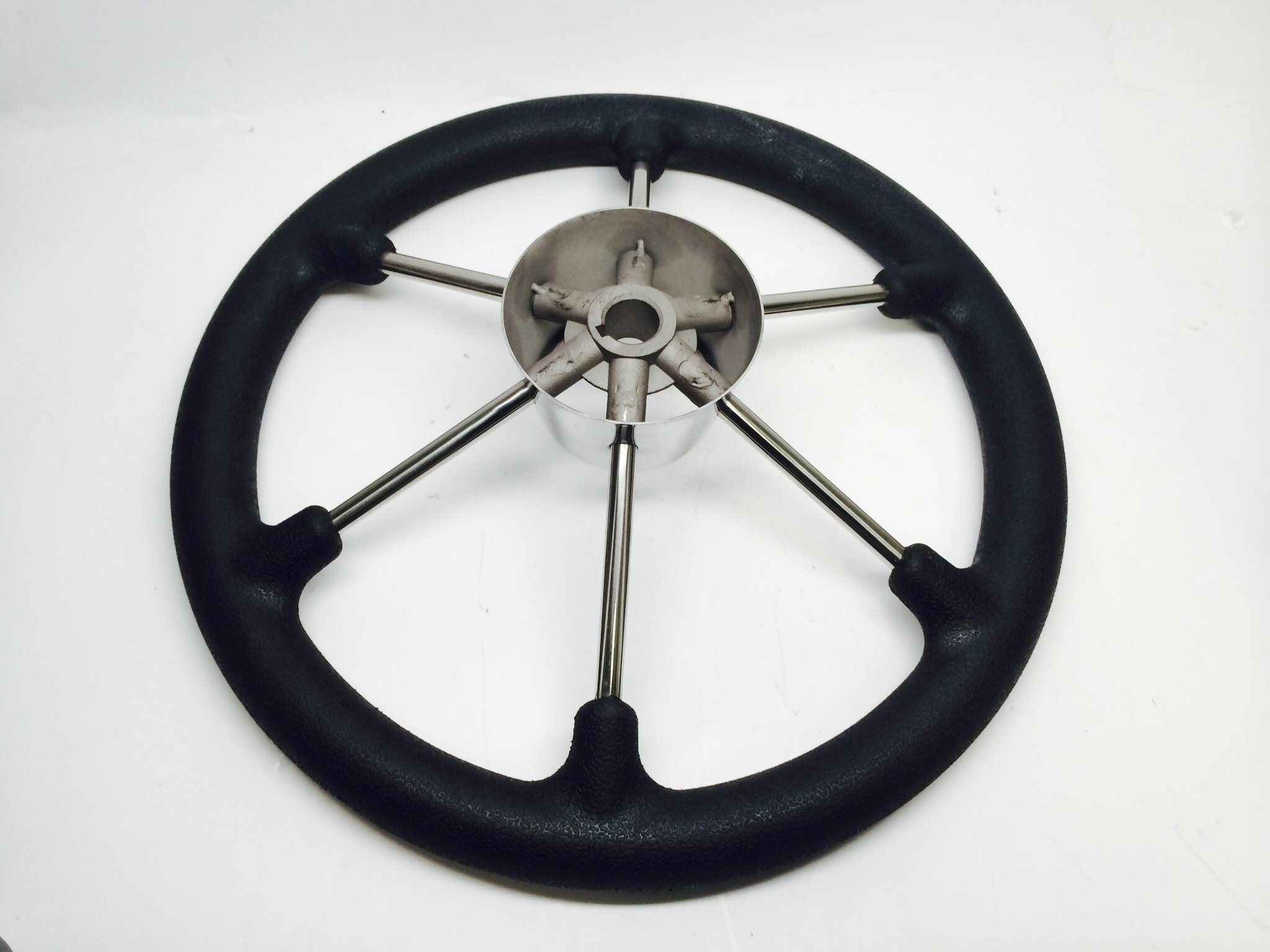 Pactrade Marine Boat SS304 Steering Wheel with Sleeve 6 Spoke, Black