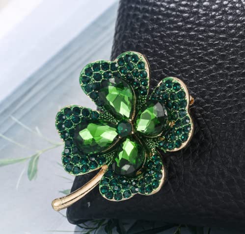 Trafford2009MU Large Classic Shining Shamrock St Patrick's Day Celtic Ireland Enamel Pin Badge Brooch, Green, 50mm x 40mm