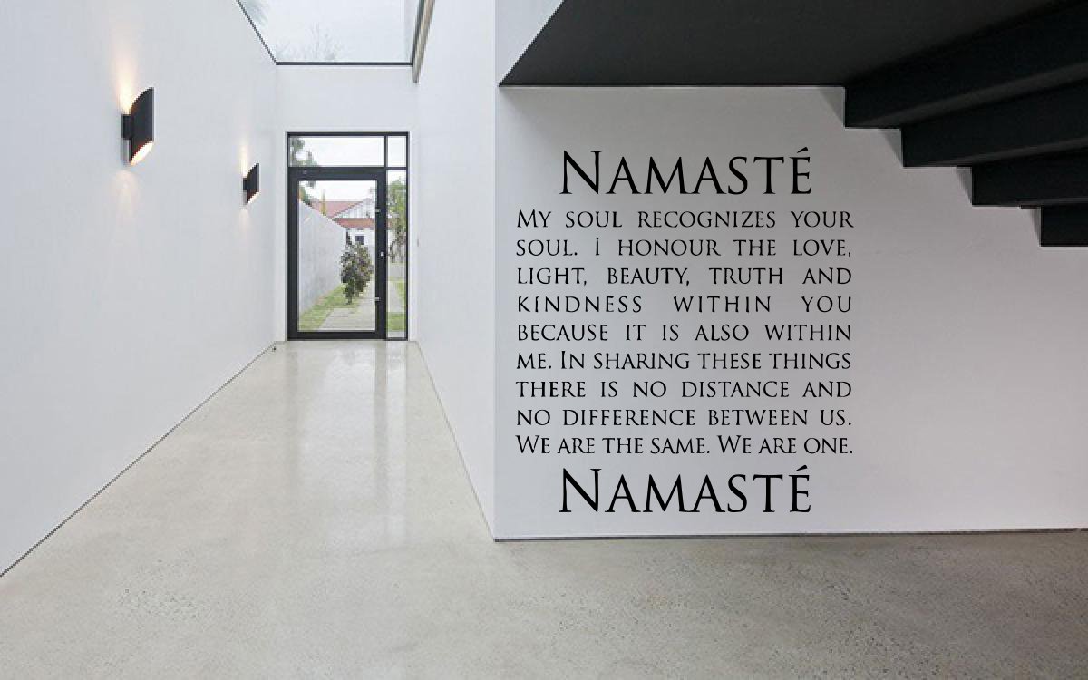 Removable Vinyl Sticker Mural Decal Art Decor Namaste Word Phrase Quote Yoga Studio Business Poster Peace Meditation Sign Logo SA134