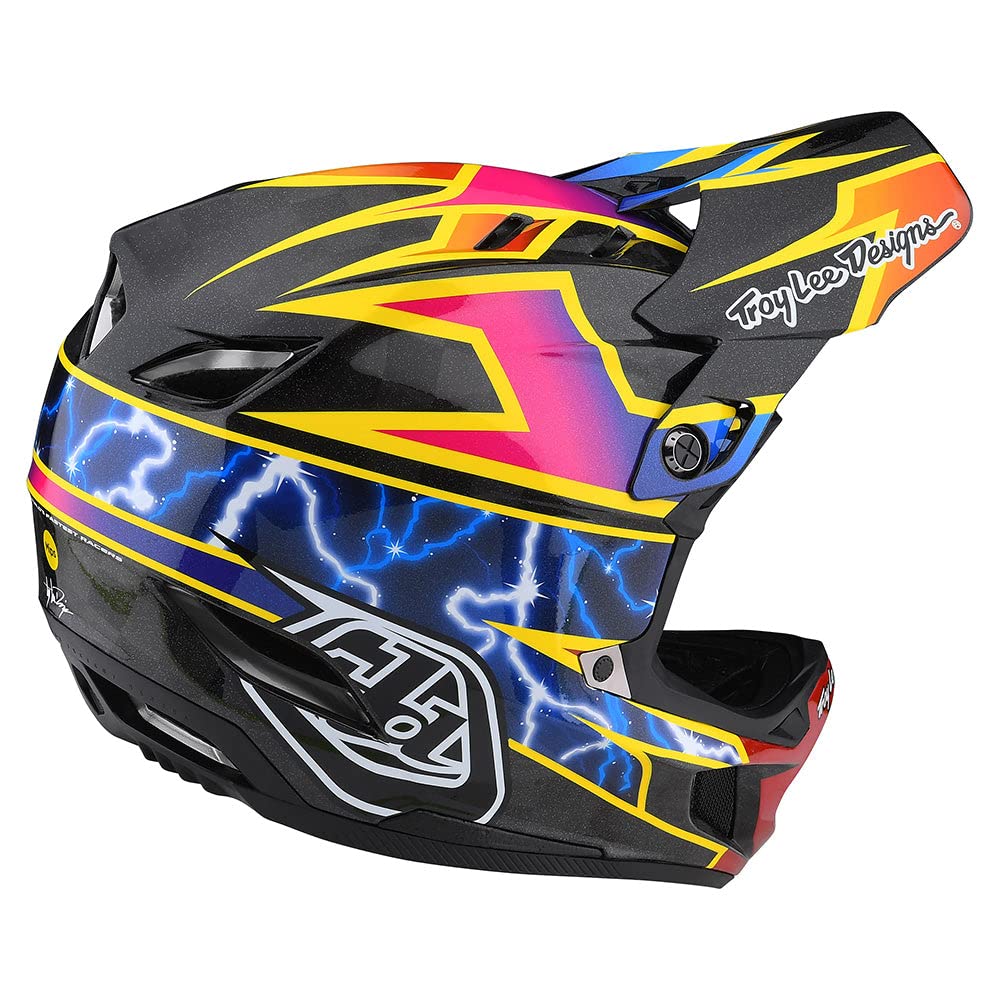Troy Lee Designs D4 Carbon Full Face Bicycle Helmet for Max Ventilation Lightweight MIPS EPP EPS Racing Downhill DH BMX MTB - Adult Men Women - Lightning Black, X-Large