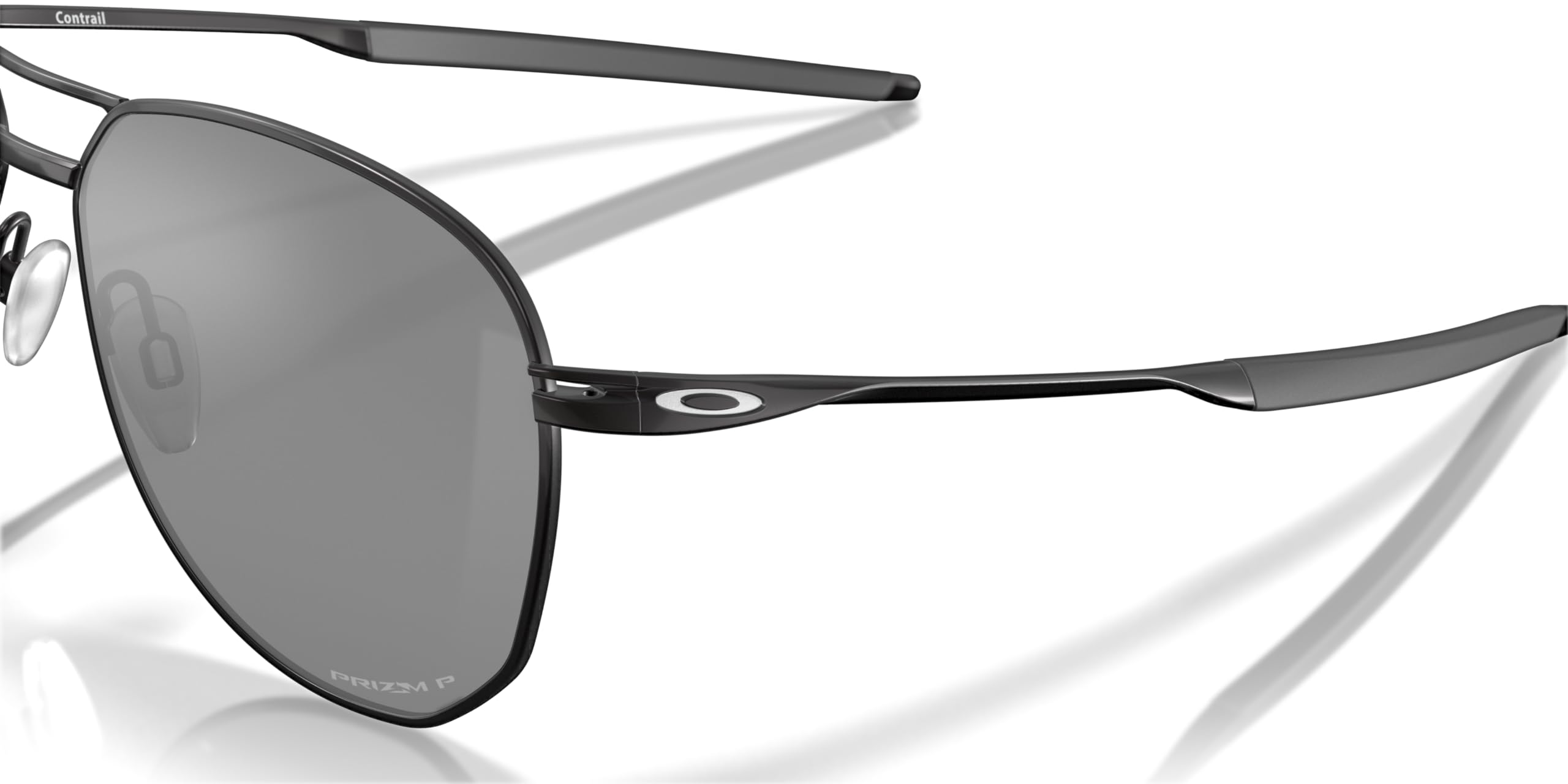 Oakley Men's OO4147 Contrail Aviator Sunglasses, Satin Black/Prizm Black Polarized, 57 mm