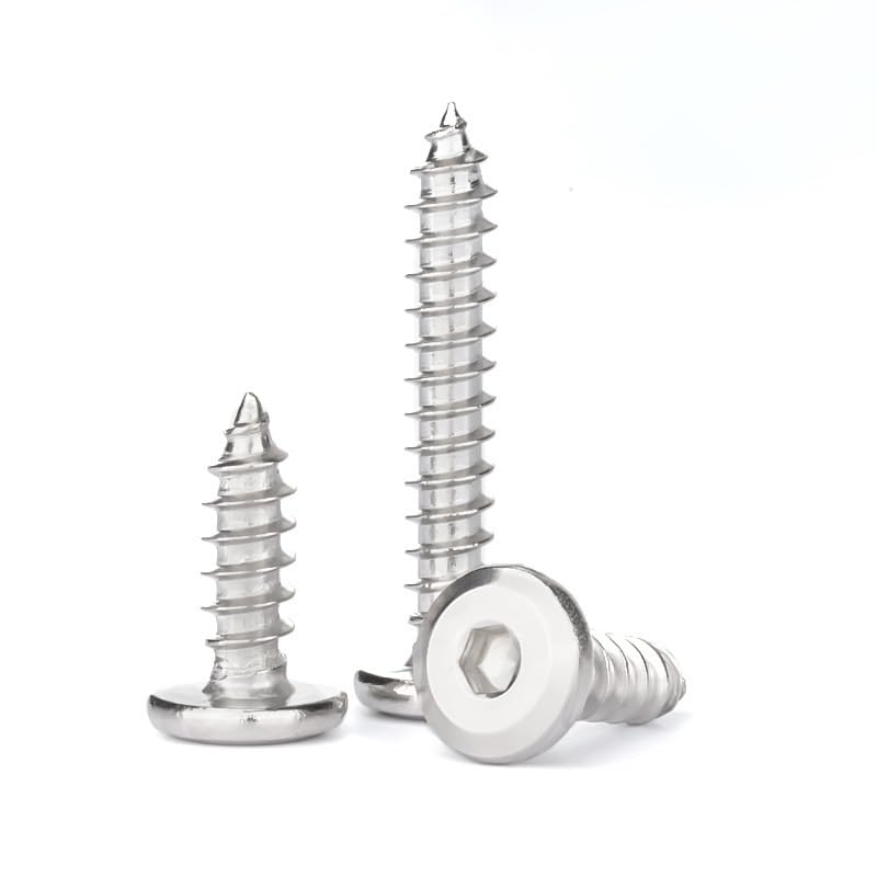 RAKTDA Hexagon Socket Screws 10pcs 304 Stainless Steel Hexagon Socket self-Tapping Screws Round Head Screws Flat Head self-Tapping Screws (Size : M5*12)