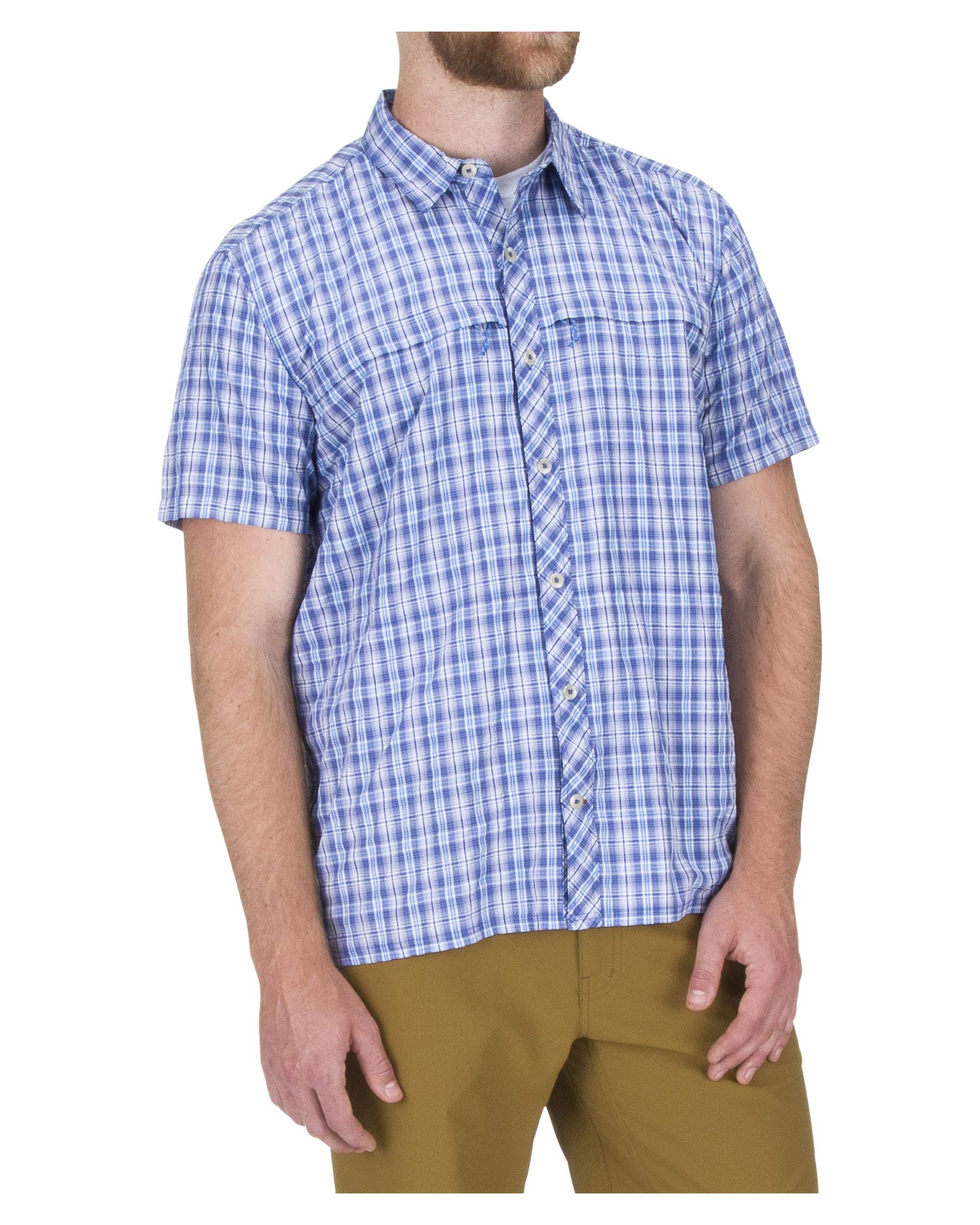 Simms Men’s UPF 30+ Stone Cold Cooling Fishing Shirt, Aruba Plaid M