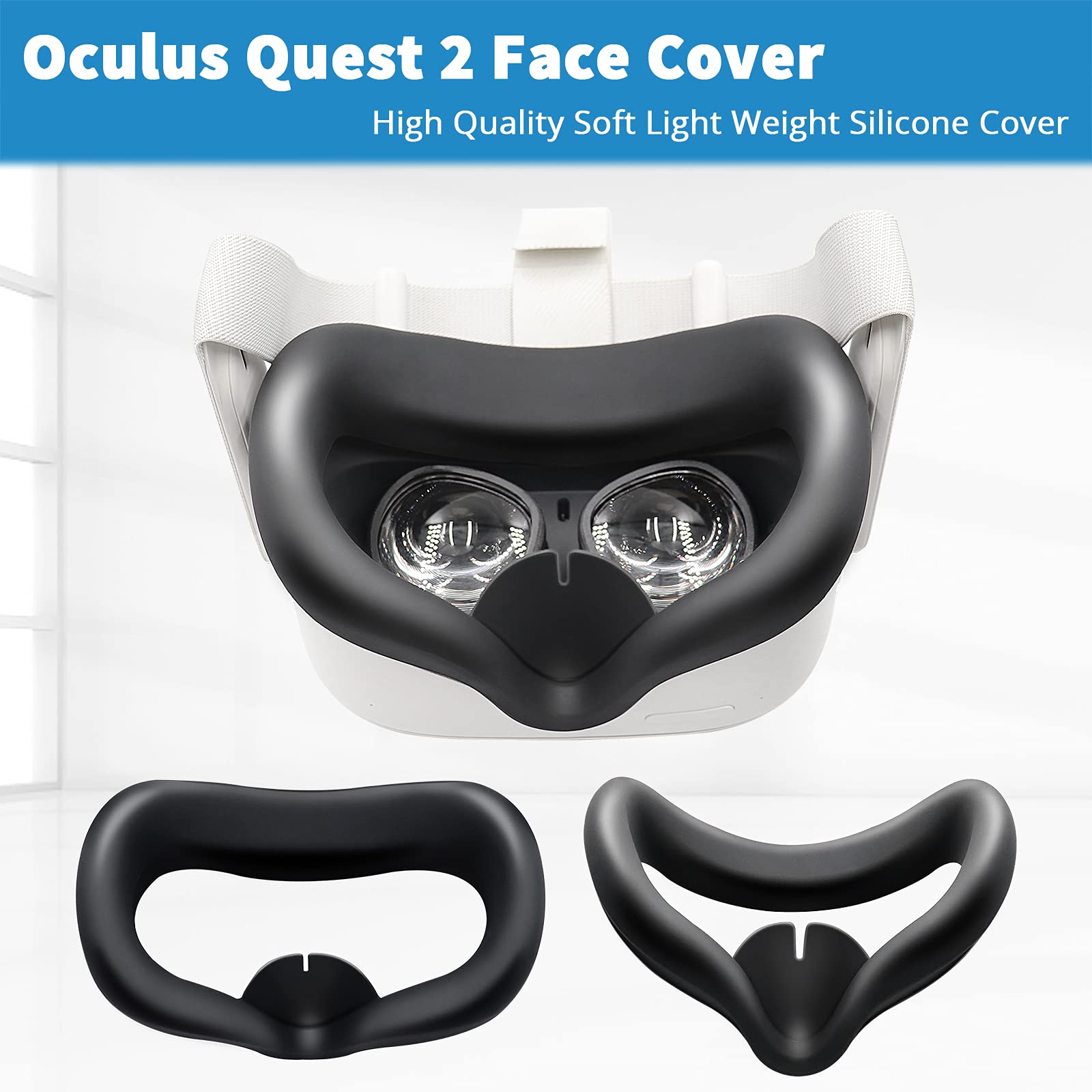 Silicone Touch Controller Grip Cover & Face Cover for Oculus Quest 2, Soft Silicone VR Cover, Protect Face Non-Slip Hold Wrist Adjustable Strap Sweatproof Oculus Quest 2 Accessories Kit