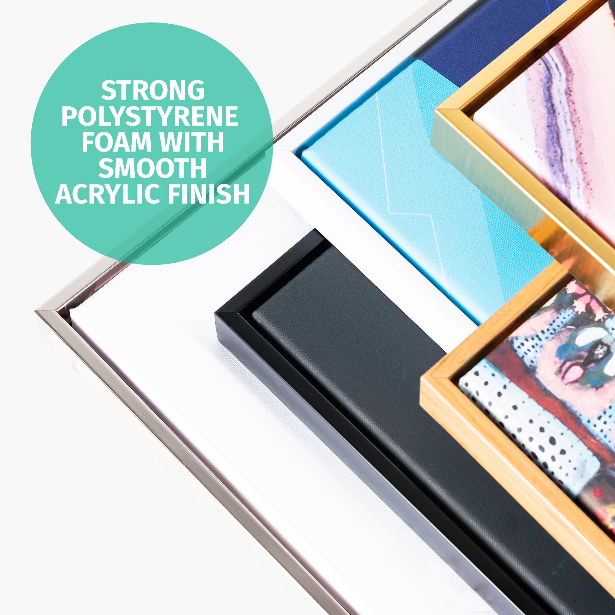 Pixy Canvas 11x14 Floater Frame for 1.5" Deep Canvas Paintings, Wood Panels & Stretched Canvas Boards. 4 Colors Available (White, 11 x 14)