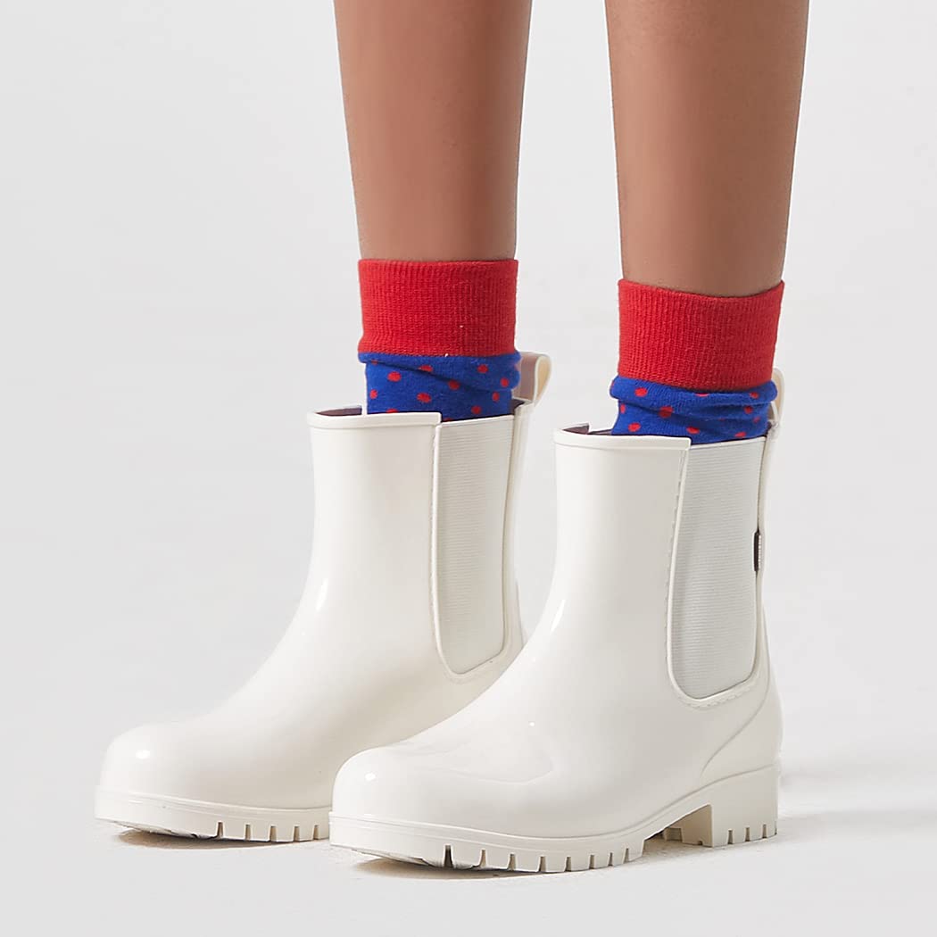 planone Short rain Boots for Women and Waterproof Garden Shoes,Anti-Slipping Rainboots for Ladies,Fashionable Light rain Shoes,Matte Outdoor Work Shoes white Size: 7 UK