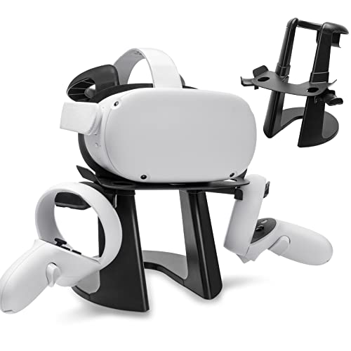 TechKen VR Headset Stand Headset and Controllers Holder for Meta/Oculus Quest 2 Accessories/Quest/Rift/Rift S/GO/HTC Vive/Vive Pro/Valve Index, Headset and Touch Controllers Display Stand