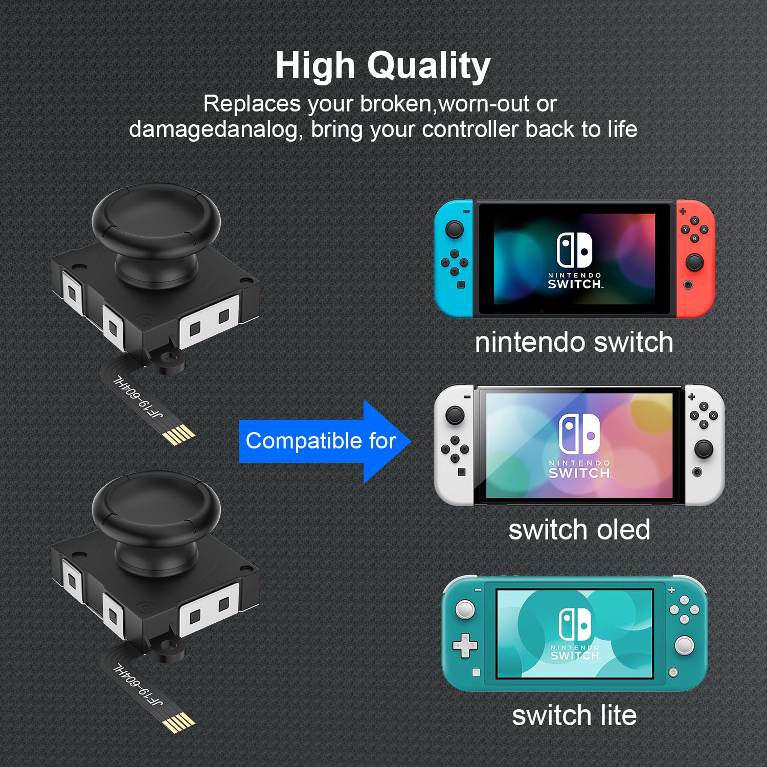 RGEEK 2 Pack 3D Analog Joystick Thumb Sticks Replacements for Nintend Switch Joy Con Controlle Switch Lite, Replacement Left/Right Repair Analog Jostick Thumb Sticks