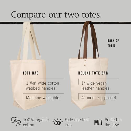 Vermont, Retro Camper and Lake, Contour (Canvas Deluxe Tote Bag, Faux Leather Handles & Zip Pocket)