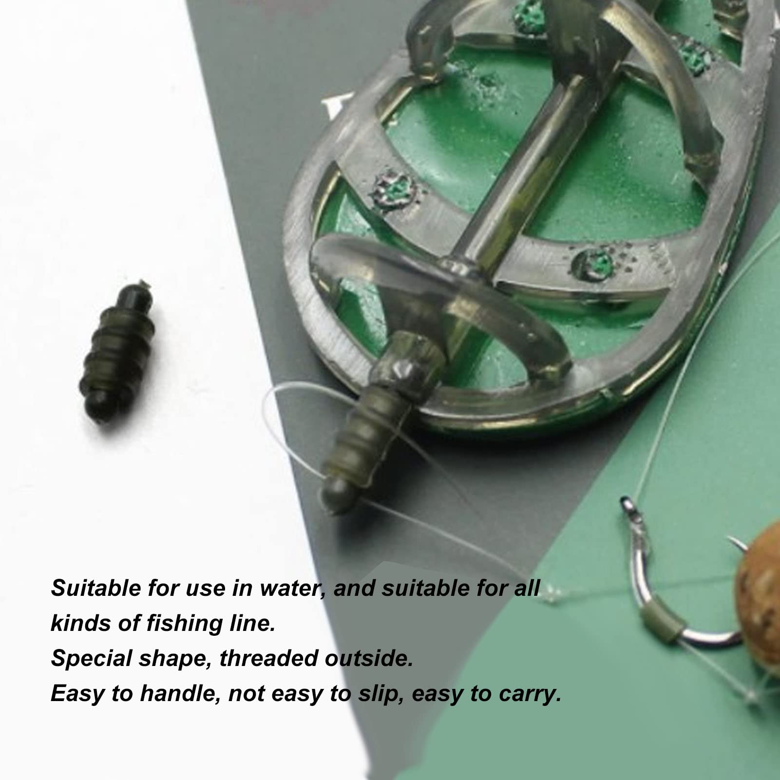 Vakitar 20Pcs Carp Fishing Method Connectors Threaded Outside Stop Beads Feeder Accessories for Fishing Bait Holder Tool