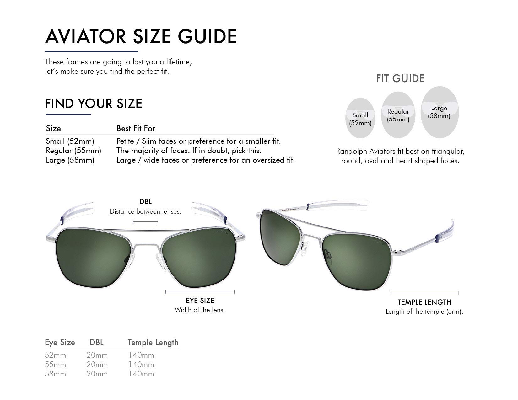 Randolph USA | Bright Chrome Classic Aviator Sunglasses for Men or Women Polarized 100% UV