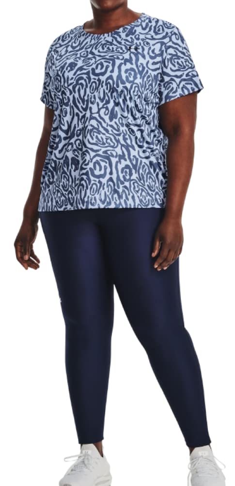Under Armour Plus Womens UA Velocity Print Short Sleeve Shirt (3XL, Isotope Blue/Mineral Blue - 438)