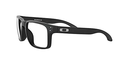 Oakley Men's Ox8156 Holbrook Rx Square Prescription Eyeglass Frames, Satin Black Silver Icon/Demo Lens, 56 mm