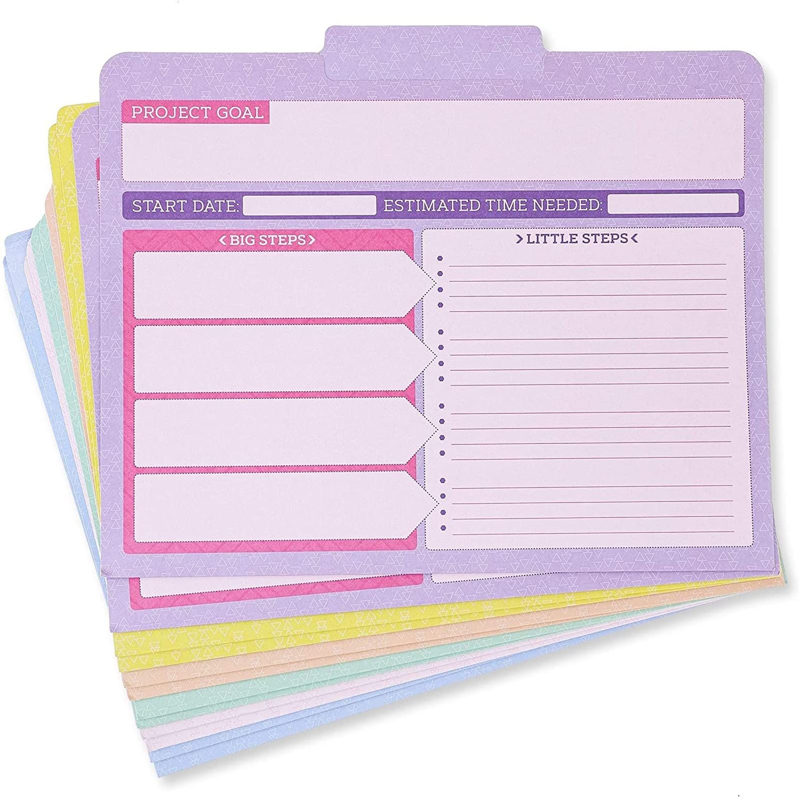 Paper Junkie Set of 12 Project File Folders with Notes Section, 1/3 Cut Tab Office Supplies in 6 Colors (Letter Size)