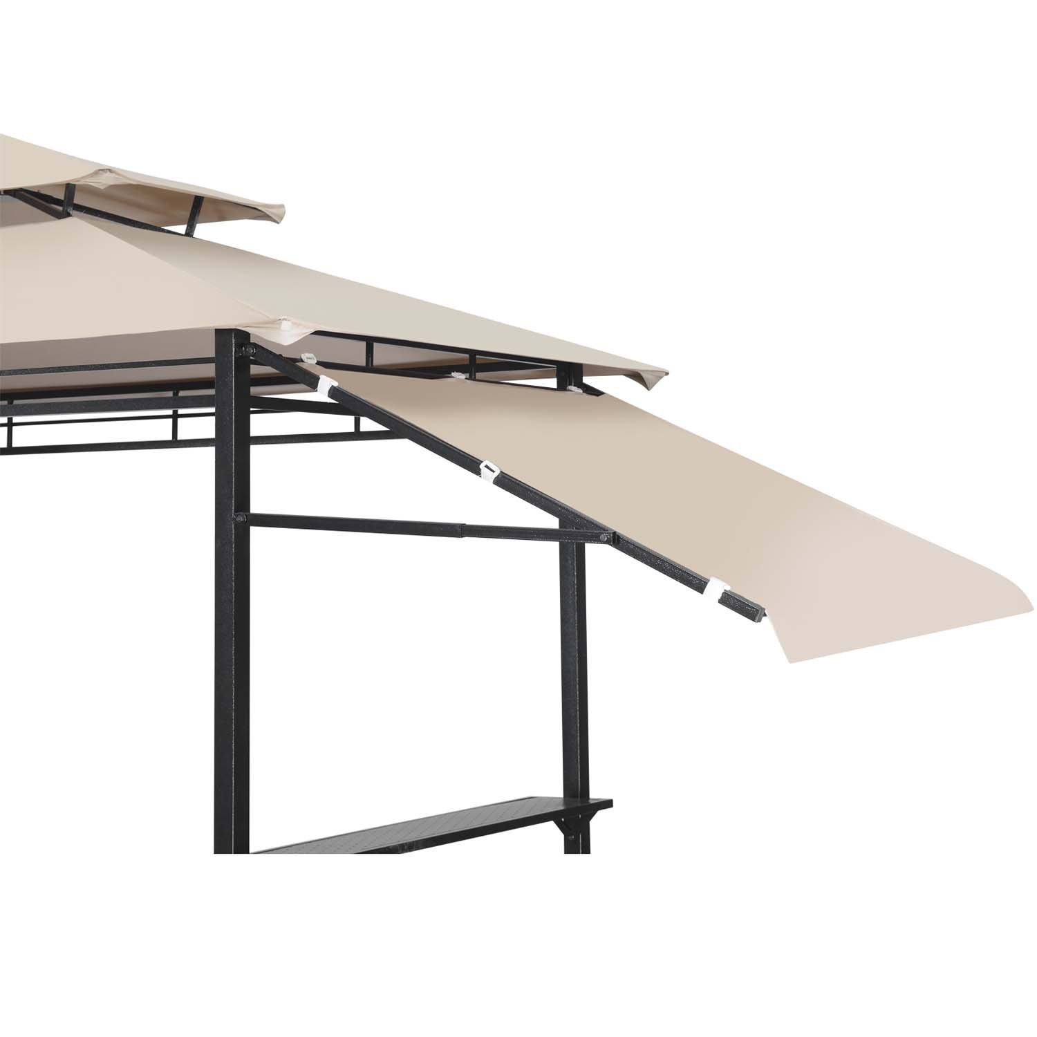 Outdoor BBQ Grill Gazebo 13.5ft - 2-Tier Soft Top Canopy Tent for Patio Brown
