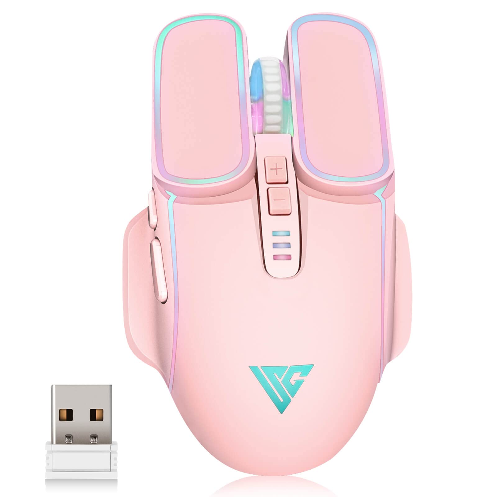 STOGA Wireless Gaming Mouse, 2.4GHz, 3 Adjustable DPI, USB Receiver, Pink