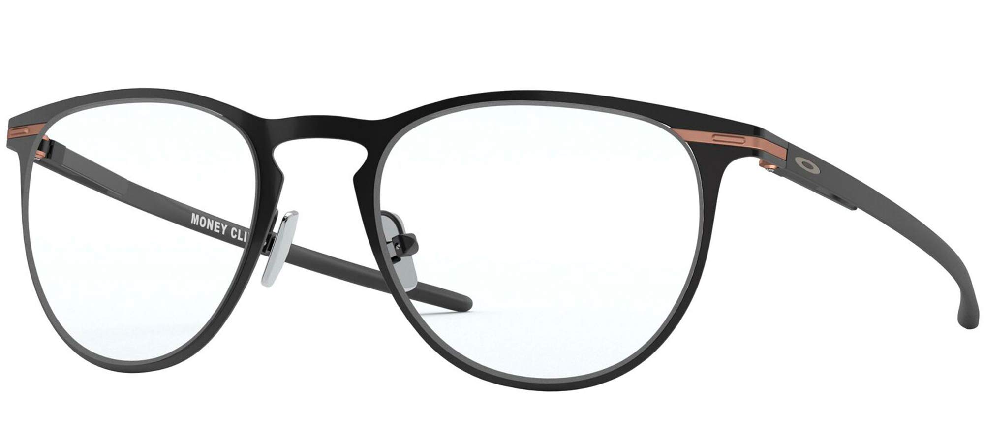 Oakley Men's Ox5145 Money Clip Round Prescription Eyeglass Frames, Satin Black on Copper/Demo Lens, 50 mm