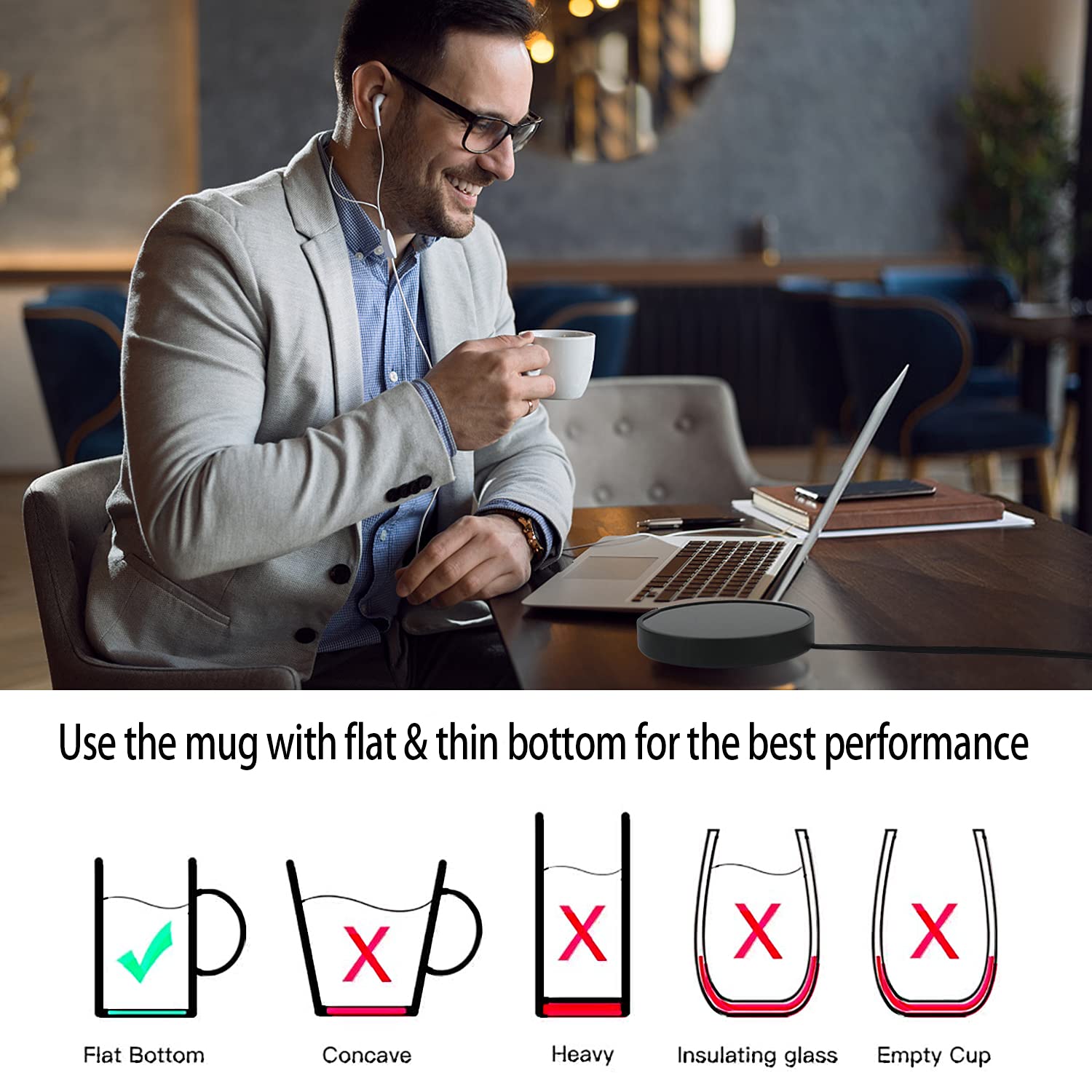 TASLB Coffee Cup Warmer, Coffee Warmer for Desk, Coffee Mug Warmer, Candle Warmer Plate with Auto Shut Off