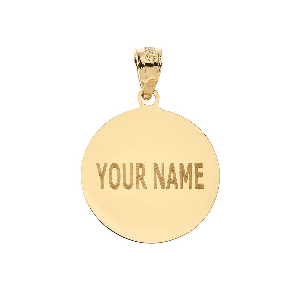 Sports Charm Certified 14k Yellow Gold Personalized Baseball/Softball Pendant with Your Name and Number