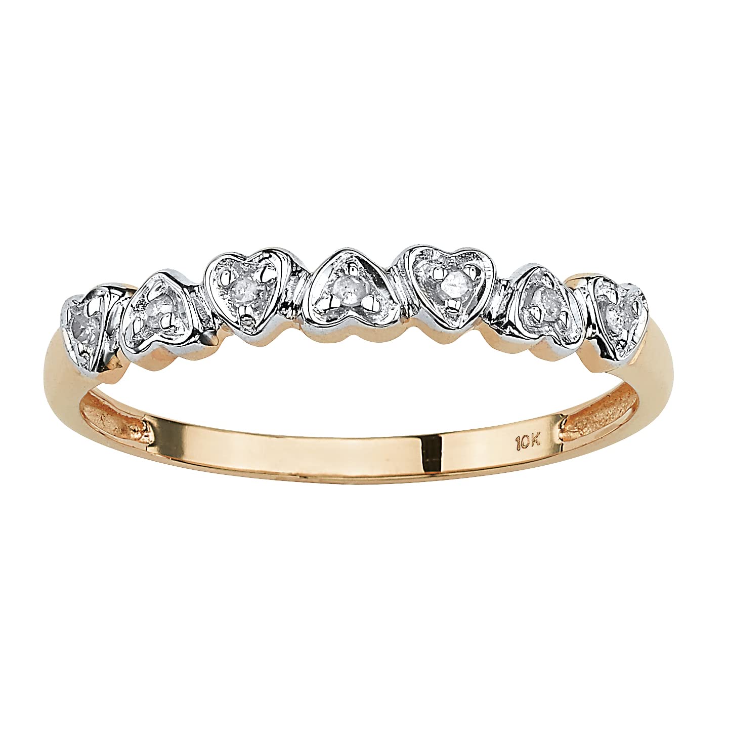 PalmBeach 10K Yellow Gold Genuine Diamond Accent Multi Heart Promise Ring Sizes 5-10 Size 8