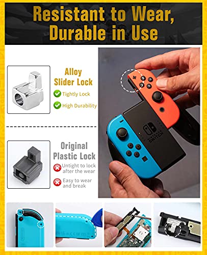 TiMOVO 4 Pack White Joycon Joystick Replacement, 3D Analog Thumb Sticks for Nintendo Switch OLED 2021/ Switch/Switch Lite Joycon, 24 in 1 Repair Tool Kit with Thumb Grip Caps, Pry Tool, Screwdrivers