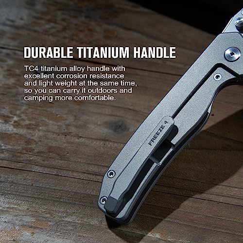 OKNIFE Freeze 4 Ti Folding Knife, Replaceable Blade EDC Pocket Knife with 154CM Stainless Steel Point Blade Tanto Blade, TC4 Titanium Alloy Handle and Frame Lock for Camping, Hiking