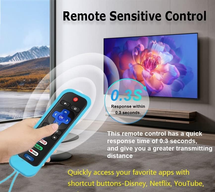 Replacement Remote for Roku TCL TV with Luminous Silicone Case, Compatible for TCL Roku, Hisense, Onn, Sharp, Element, Westinghouse, Philips Roku Series Smart TVs (Not for Roku Stick and Box)