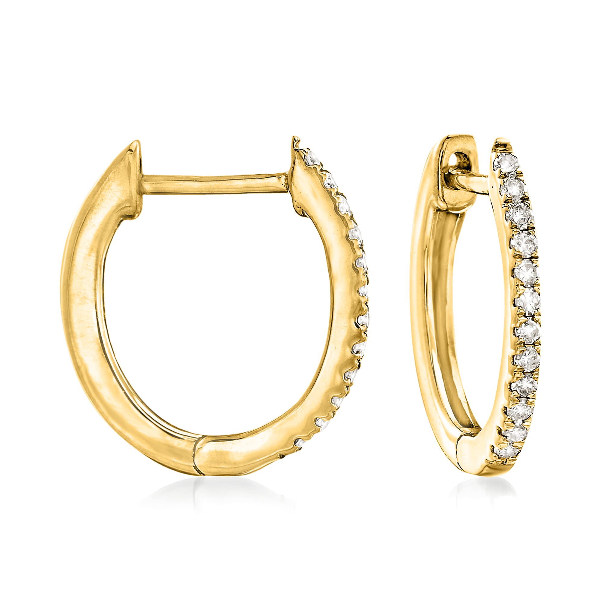 Ross-Simons 0.10 ct. t.w. Diamond Huggie Hoop Earrings in 14kt Gold