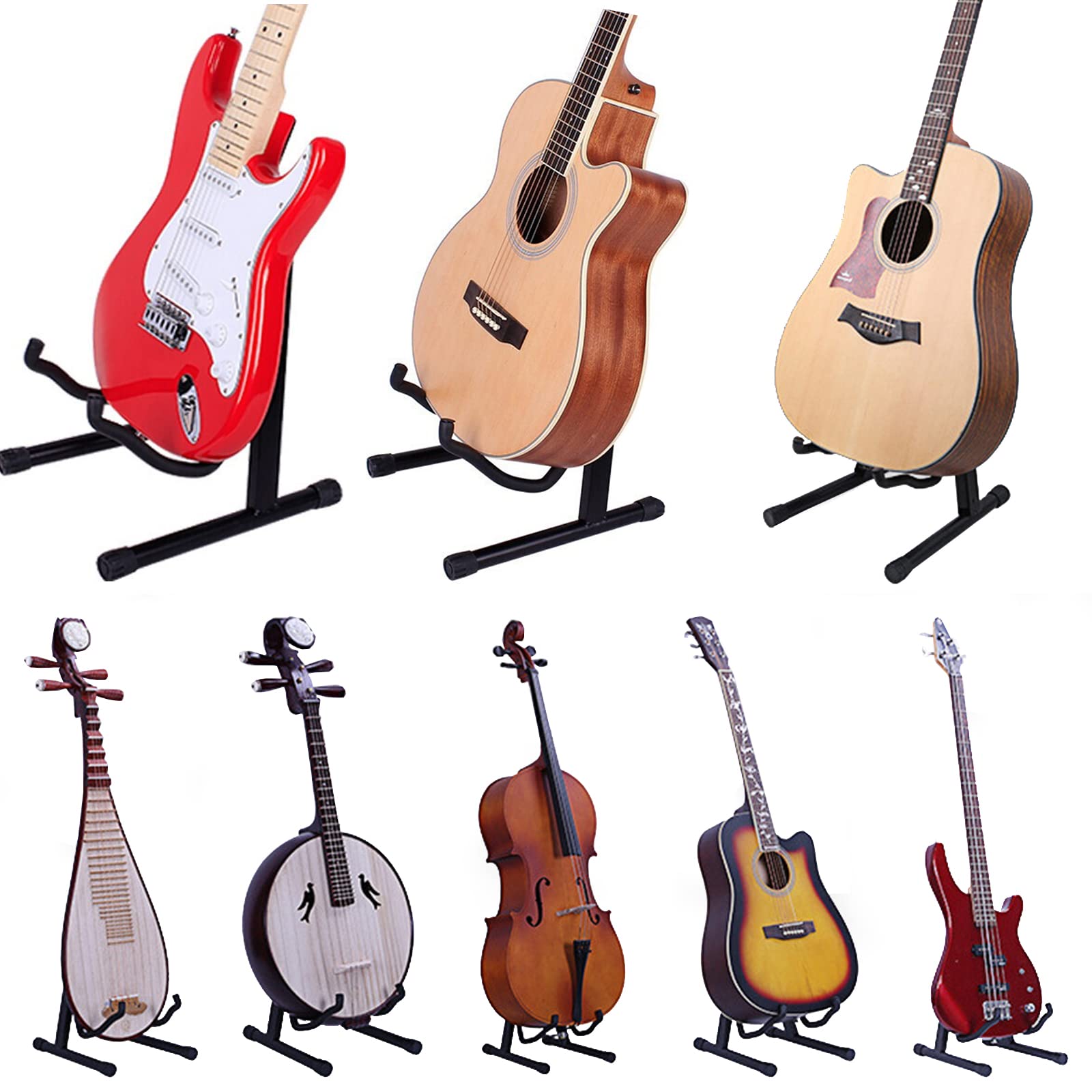 tinglion Folding A-frame Guitar Stand, Universal Floor Stand ,With Shock-Absorbing Support Arms, Non-slip Foot Pads,for Classical Guitar,Bass Guitar,Electric guitars, Ukulele etc
