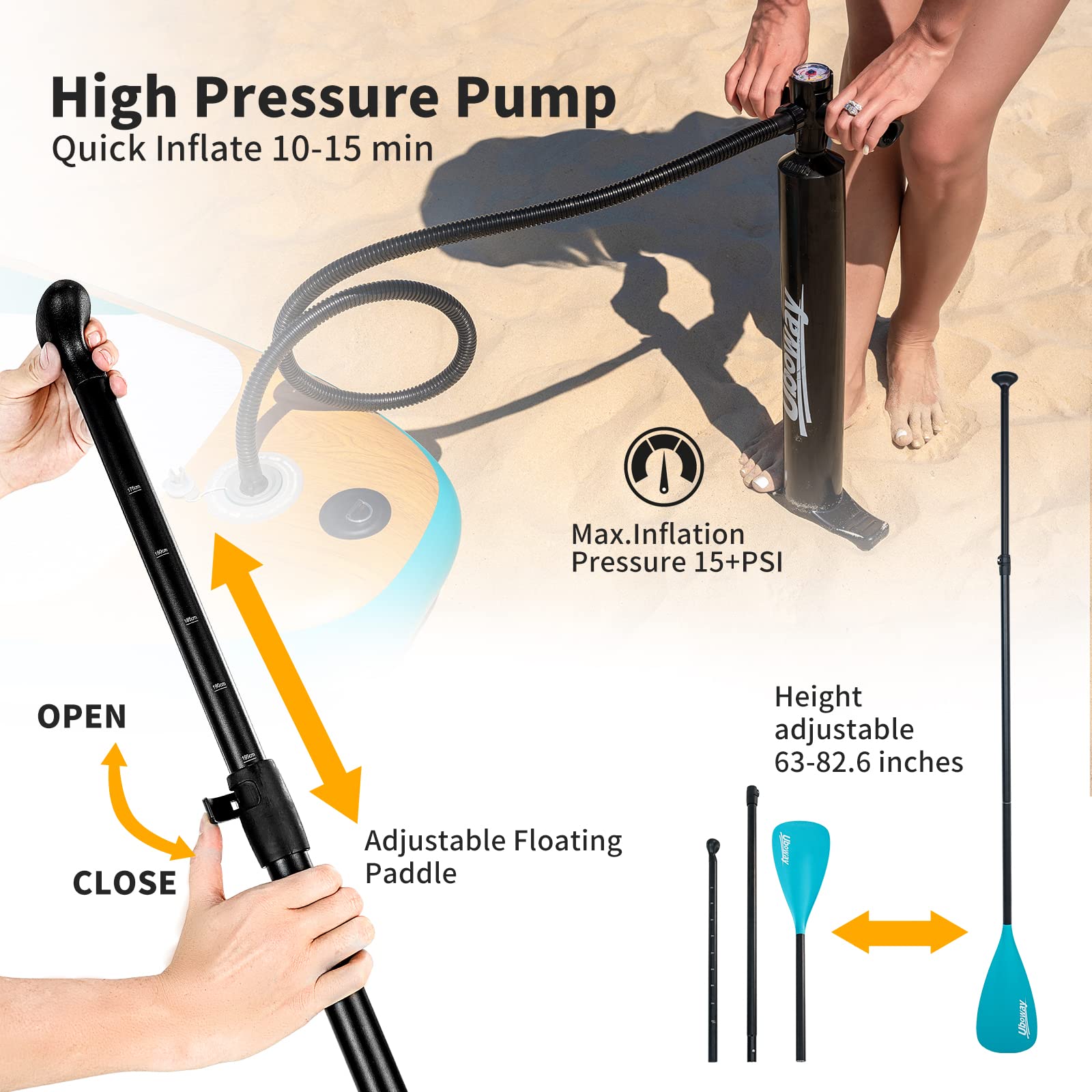 Uboway Inflatable Stand Up Paddle Board 11' Paddleboard Inflatable Ultra-Light with Premium Sup & Backpack Accessories for All Skill Levels, Non-Slip Deck, Dry Bag & Hand Pump, Fish Design
