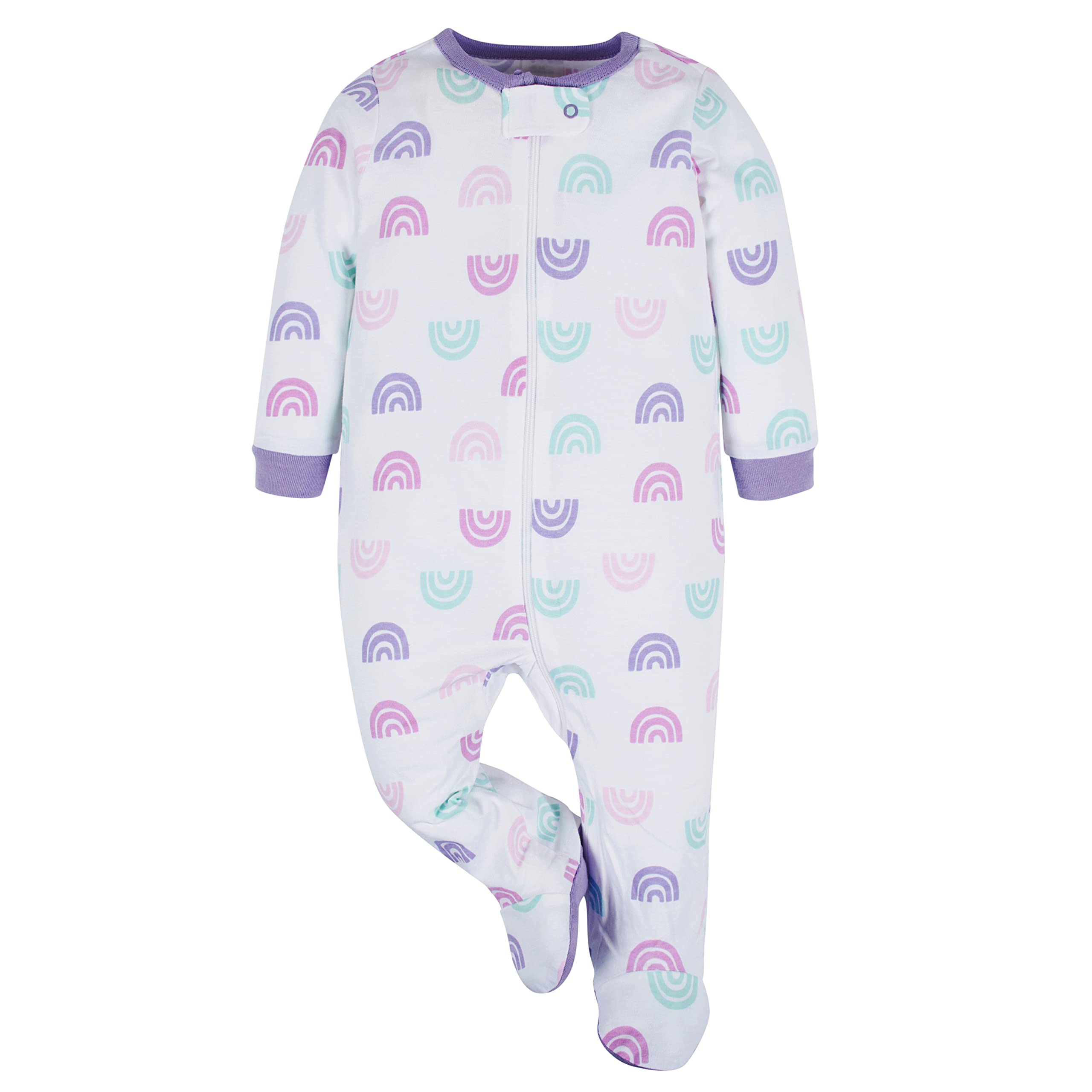 Onesies Brand Baby Girl's 4-Pack Sleep 'N Play Footies Multi Pack, Rainbows, 6-9 Months