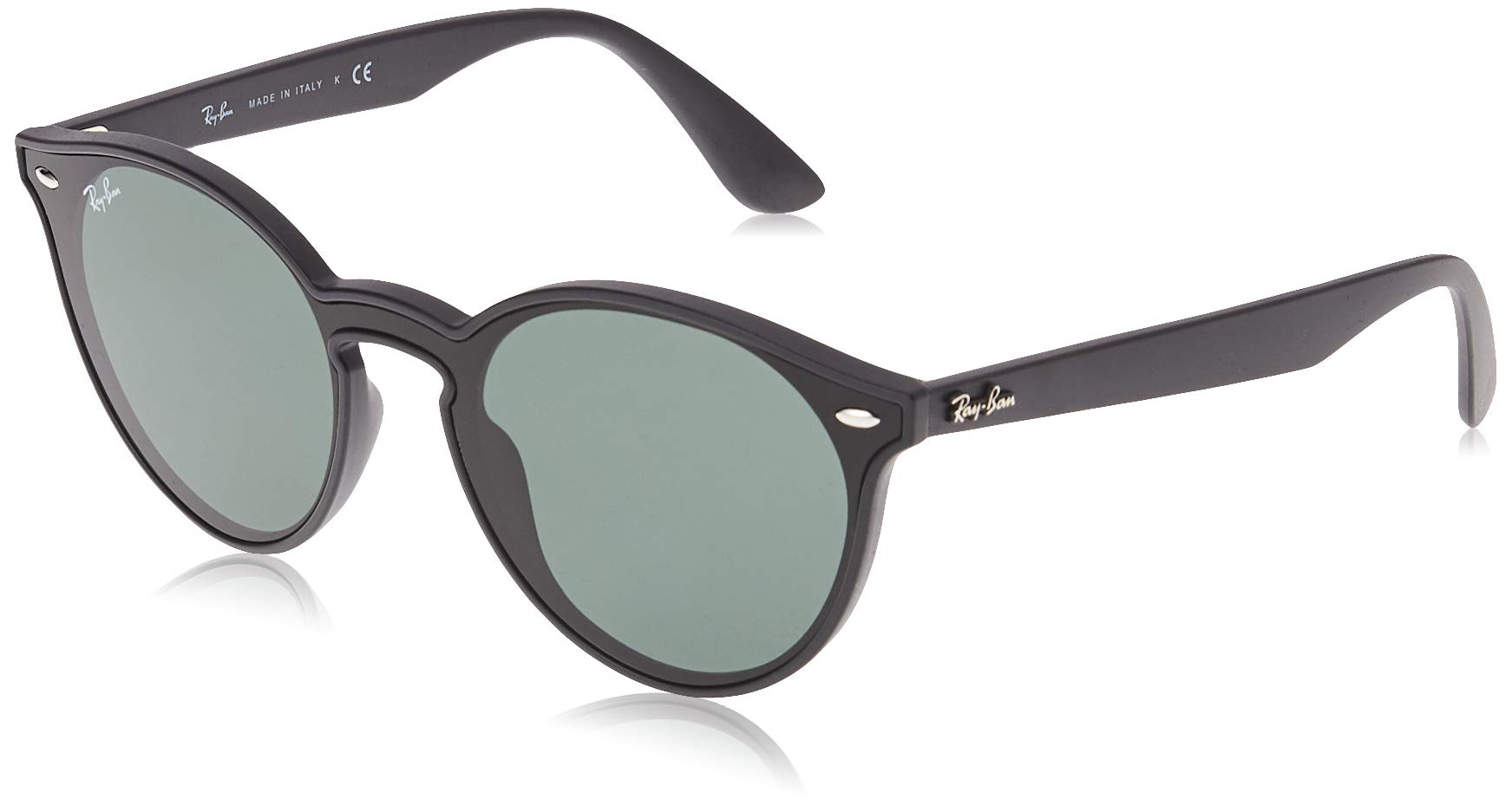 Ray-Ban RB4380N Blaze Round Sunglasses, Matte Black/Dark Green, 37 mm