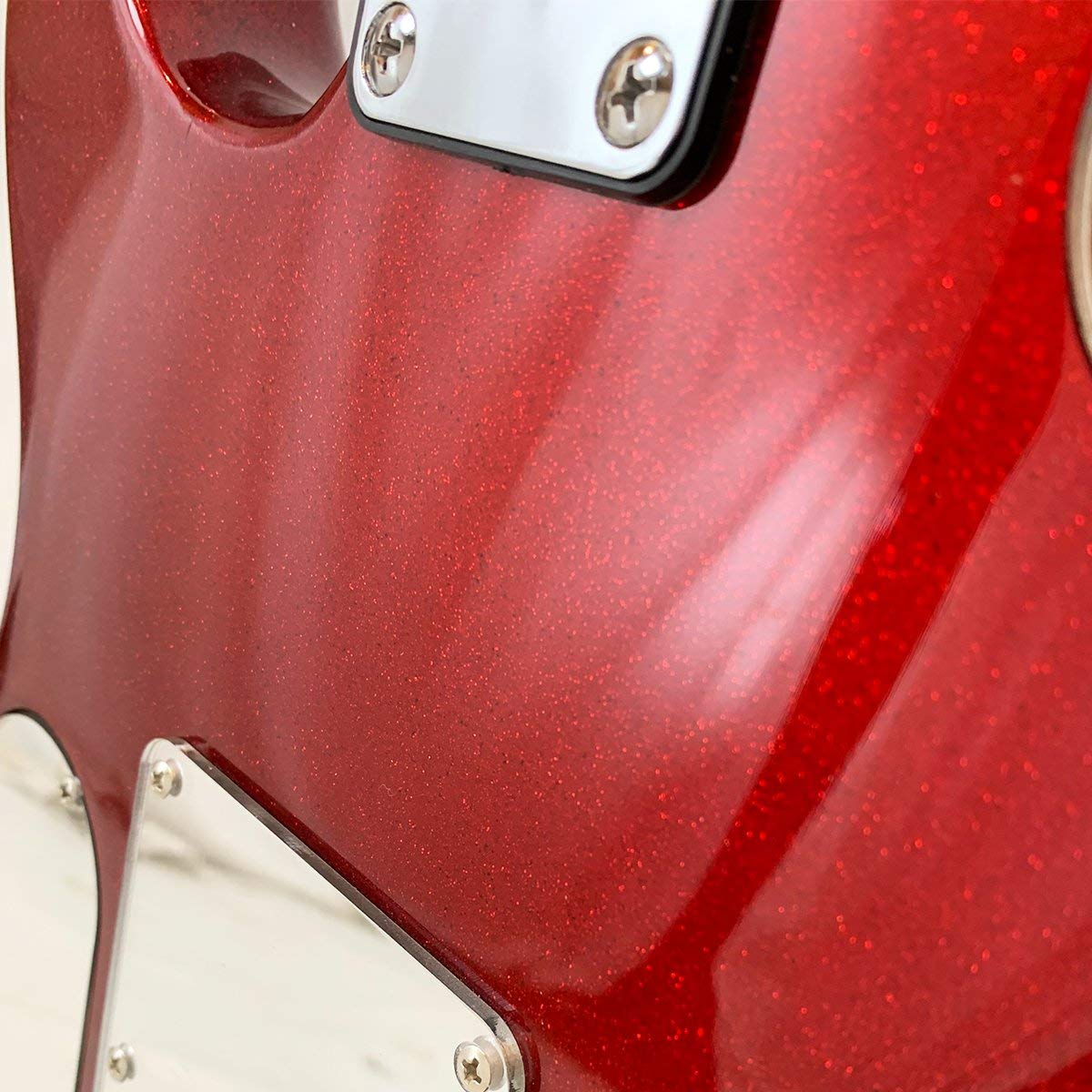 Sawtooth 6 String ES Hybrid Blood Red Sparkle Electric Guitar Designed by Michael Angelo Batio w Gig Bag and Accessories, Right, (ST FL-BRS-KIT)