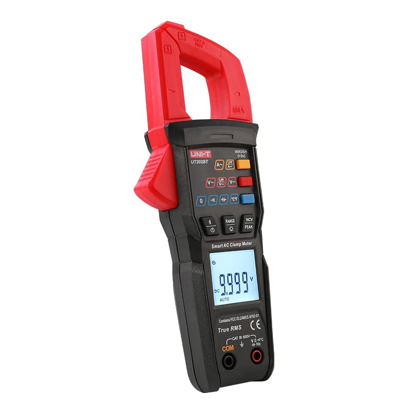 UNI-T UT202T Smart AC Clamp Meter CE/UKCA/cETLus CAT III 600V True RMS / 9999 counts AC/DC 600V (UT202BT)