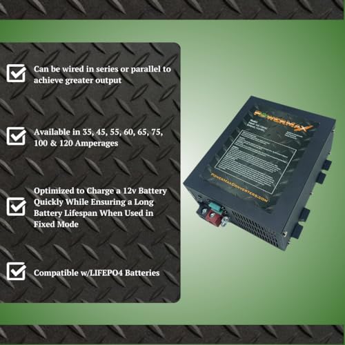 PowerMax PM3-55 RV Power Converter | High-Performance 110 Volt to 12 Volt DC Power Supply Charger w/ 55 Amp Capacity | Ideal for Efficient & Reliable Power Management in Recreational Vehicles