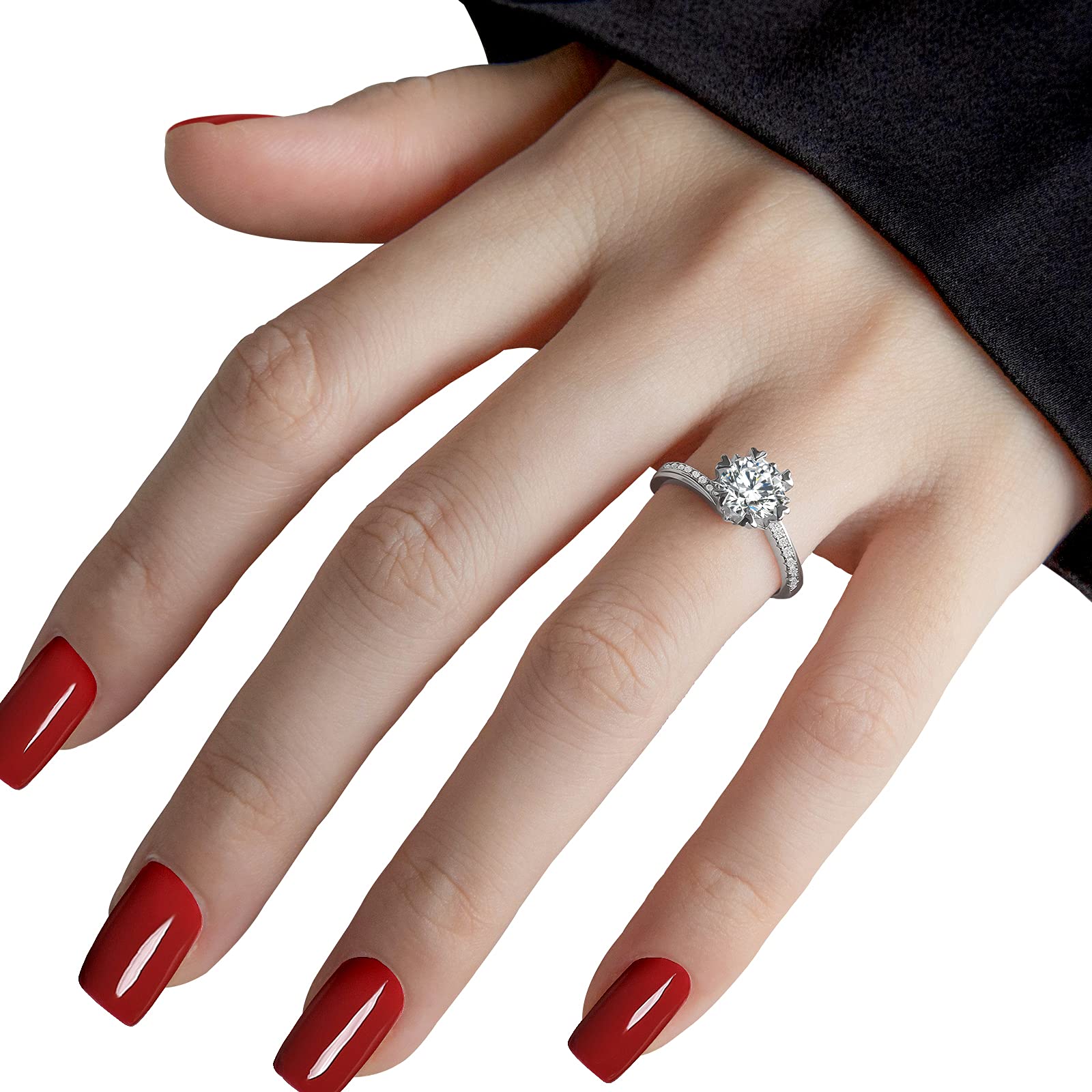 YUPHUNY 925 Sterling Silver 1 Carat Cubic Zirconia Engagement Ring Snowflake Heart Irregular Ladies Wedding Ring Size 6-9
