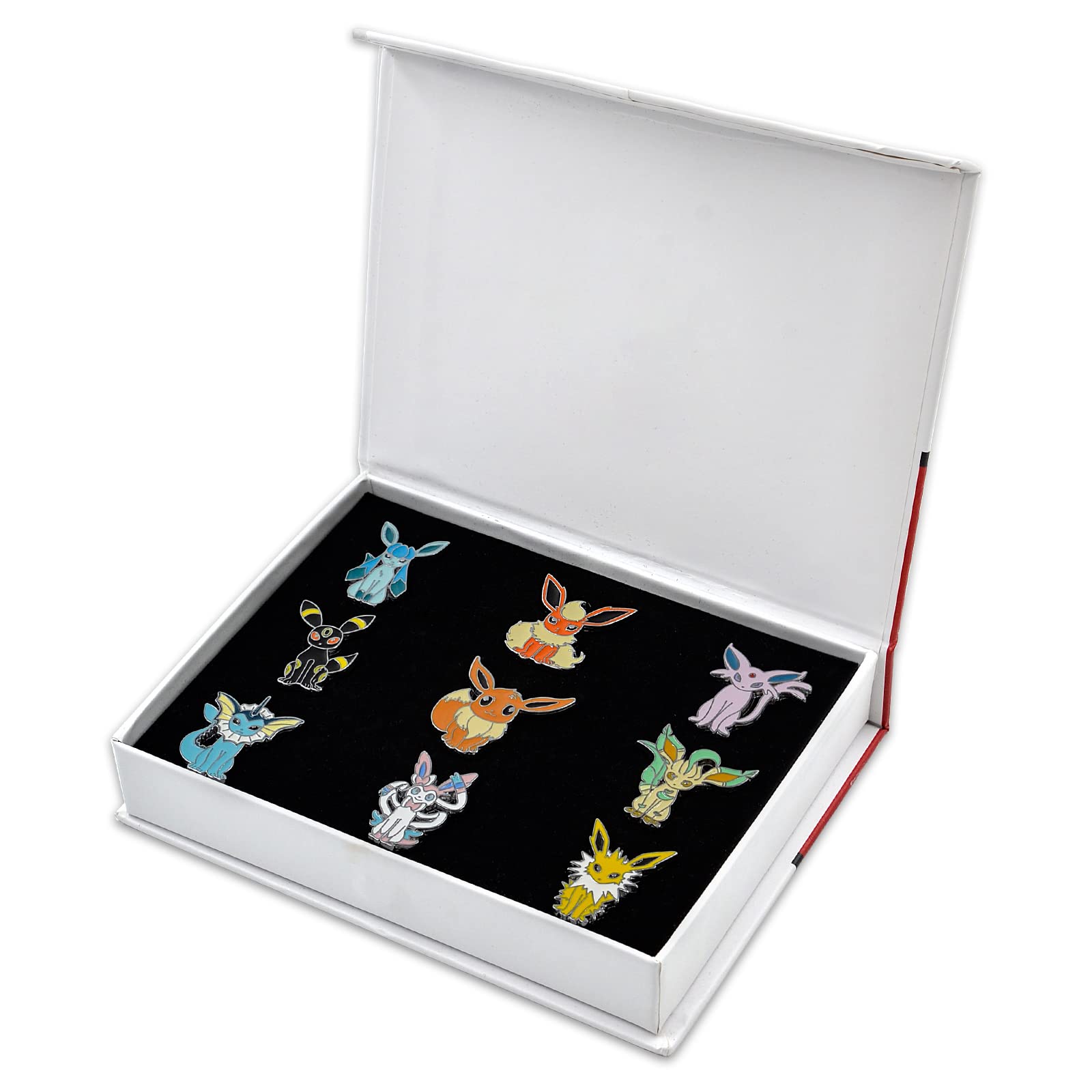 Pocket Monster Eevee Family Badge, Set of 9PCS Including Original Form and 8 Evolutionary Forms Including Box (Style 2)