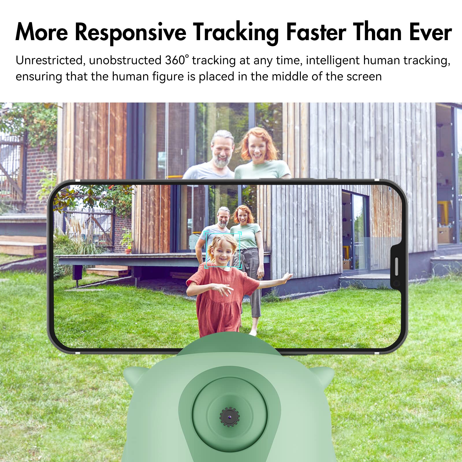 TELESIN Selfie Auto Tracking Phone Mount 360 Rotation Fast Face Object Tracking Holder for GoPro Insta360 Action Camera Phones SLR Mirrorless Video Vlog Live Streaming Meeting (Light Green)