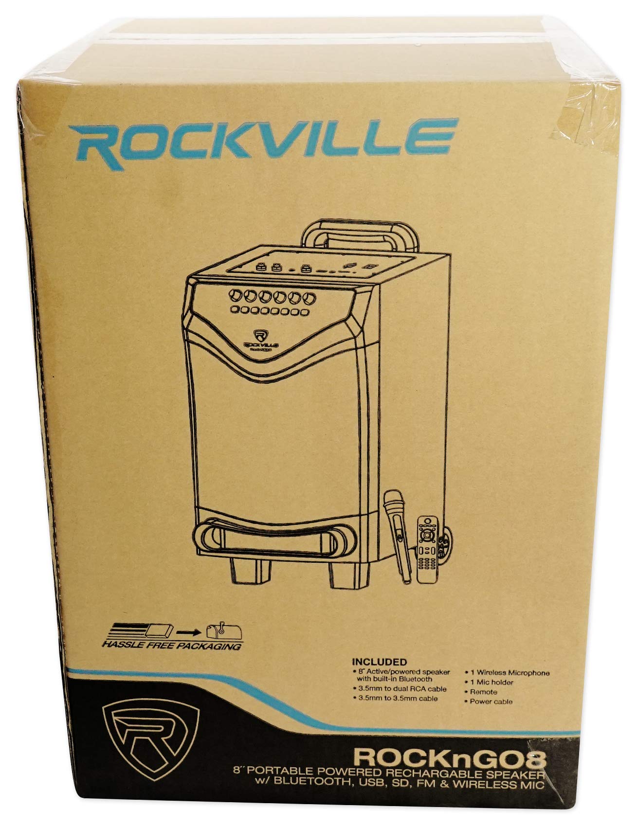 RockvilIe 8" Portable YouTube Bluetooth Karaoke Machine/System w/Wireless Mic