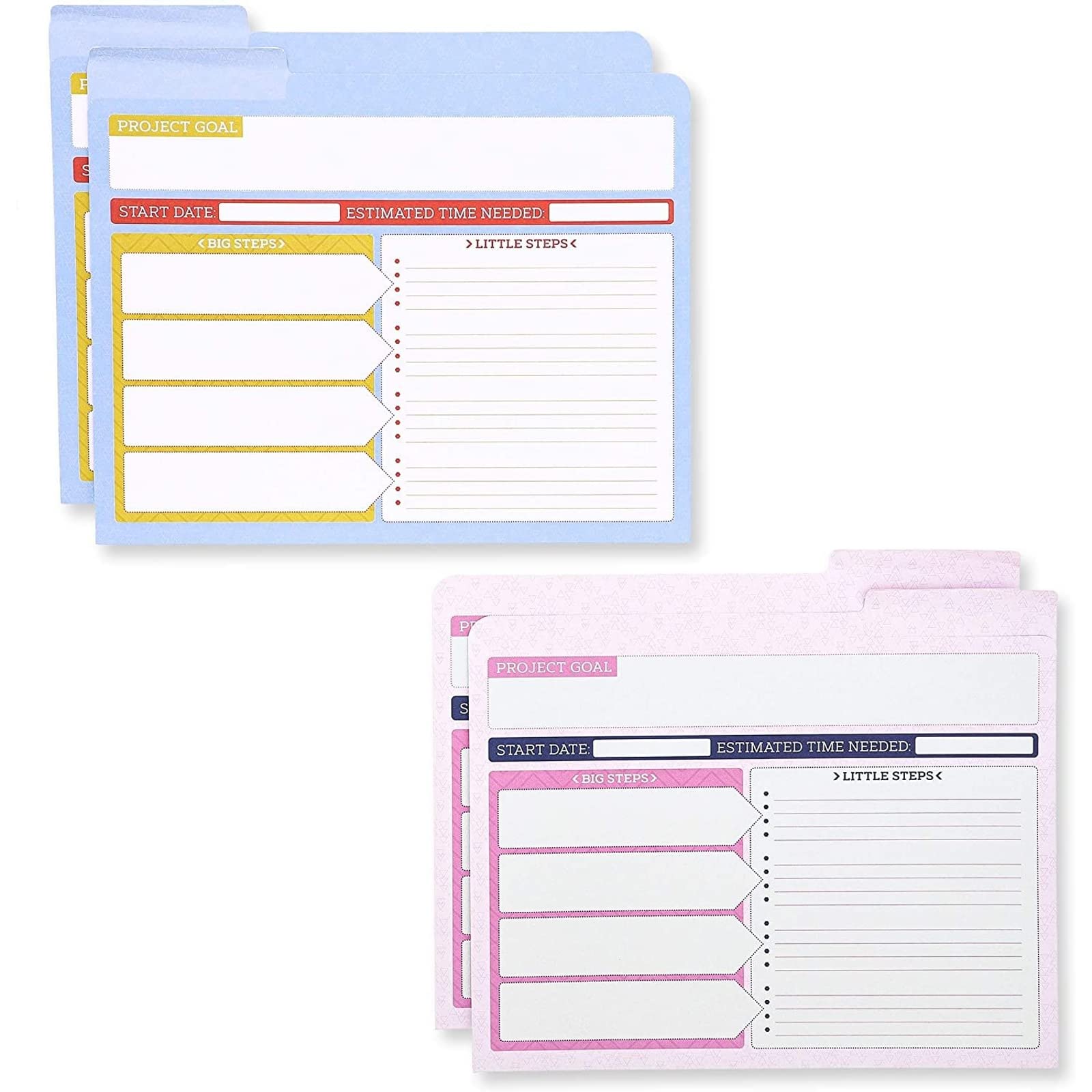 Paper Junkie Set of 12 Project File Folders with Notes Section, 1/3 Cut Tab Office Supplies in 6 Colors (Letter Size)