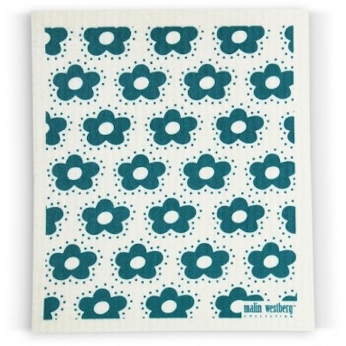 Trendy Tripper Swedish Dishcloths/Sponge Cloths: Packs of 3 Different Turquoise OR Petrol Designs (3 Petrol: Fiddeli + Hearts + Star)