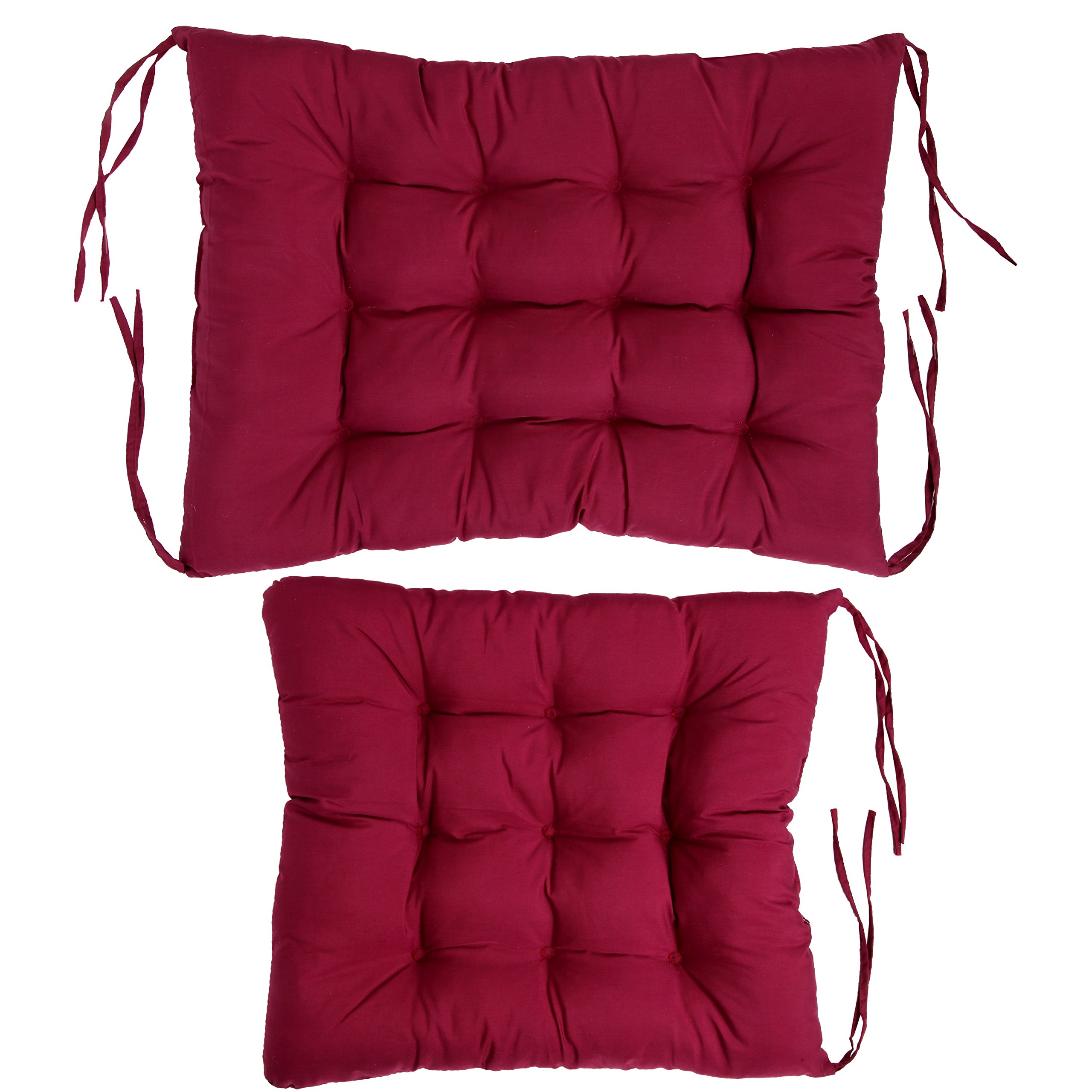 TRENTON Gifts 2-Piece Padded Rocking Chair Cushion Set - Comfortable Burgundy Seat and Back Pad Fits Most Rocking Chairs - Premium Quality Fabric