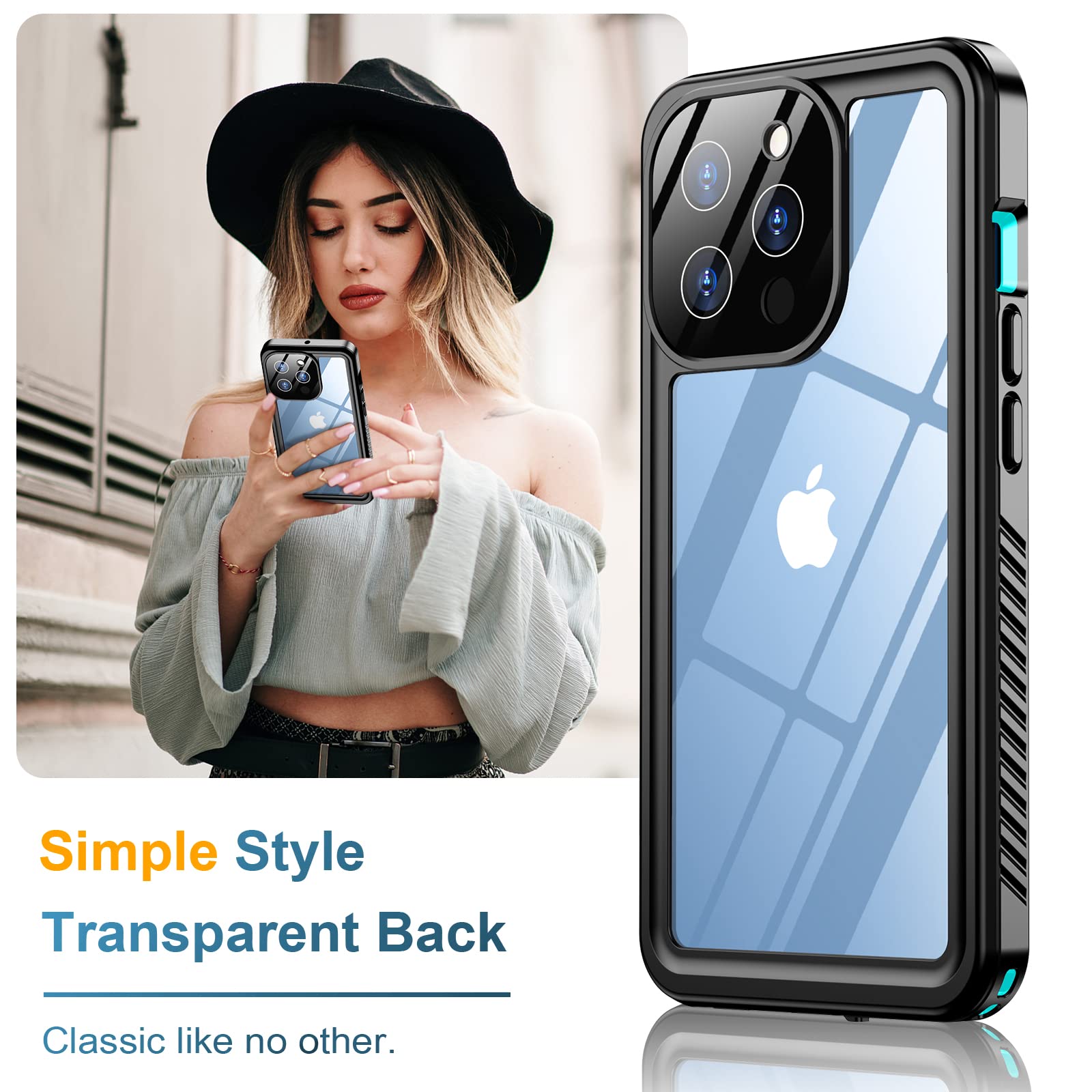 Temdan Compatible with iPhone 13 Pro Max Case Waterproof, Built in Screen Protector Full Body Rugged Heavy Duty Protection Anti-Scratch Shockproof Protective Case for iPhone 13 Pro Max 6.7 inch Teal