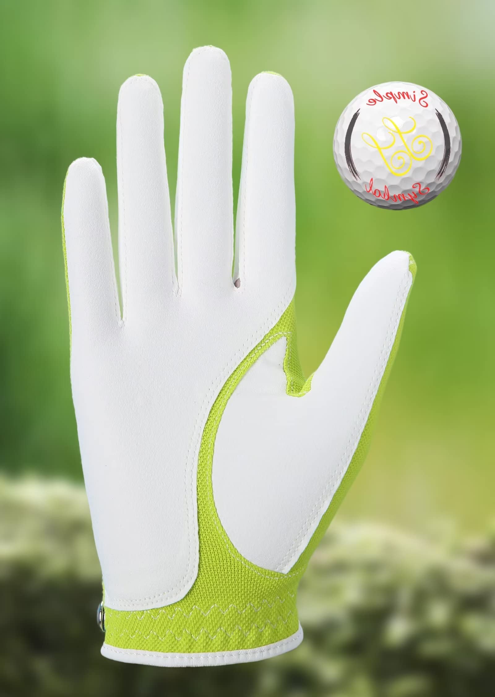 SIMPLE SYMBOL Women's RainGrip Golf Glove Two Pack,Hot Wet Weather Comfort,(Two Left Hands Or Two Right Hands Or One Pair) Four Colors to Choose from Pink/Purple/White/Green(Green,S,Right)