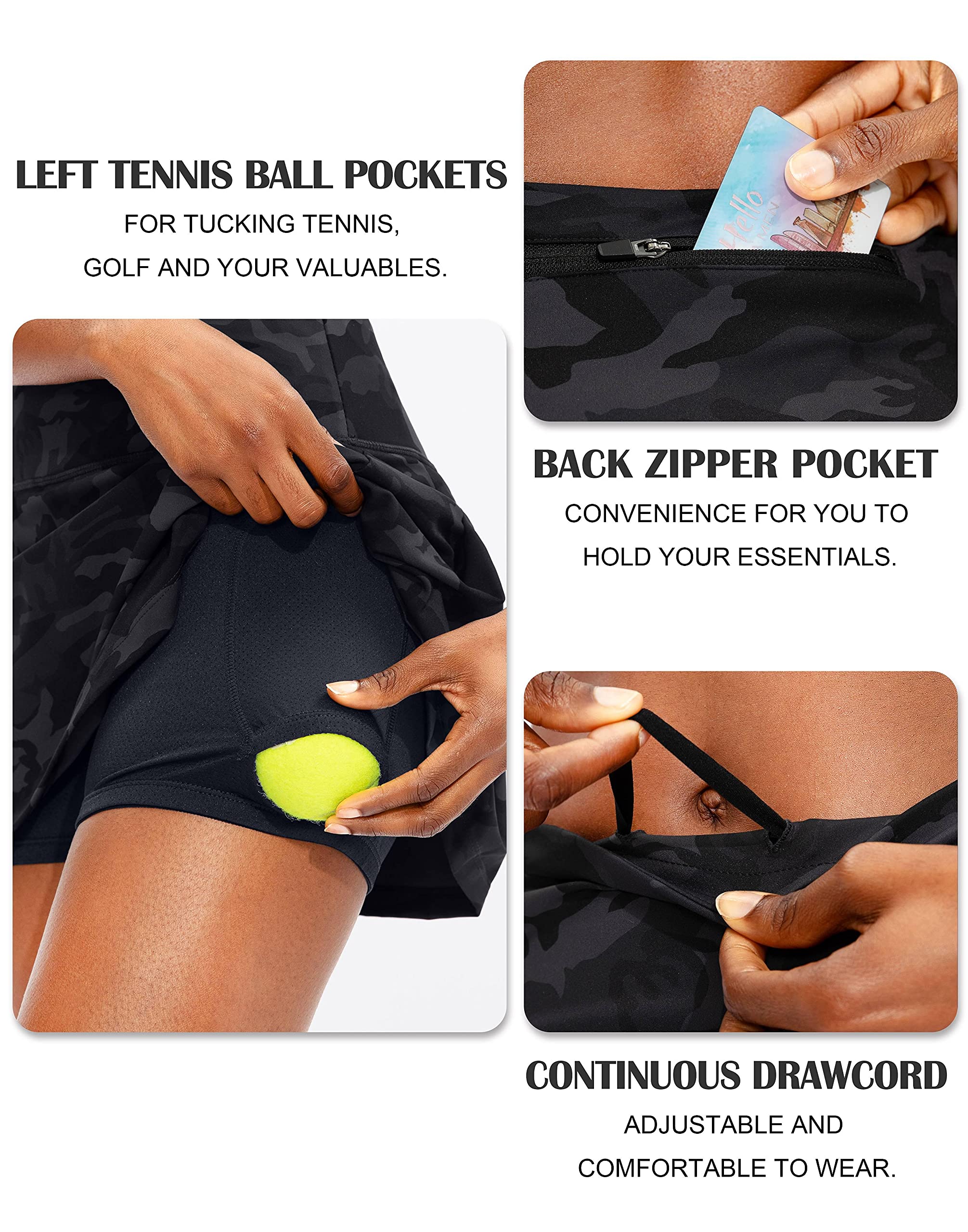 Soothfeel Pleated Tennis Skirt for Women with Pockets Women's High Waisted Athletic Golf Skorts Skirts for Workout Running(Grey Camo, M)