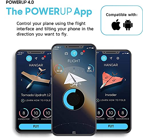 POWERUP 4.0 The Next-Generation Smartphone RC Controlled Paper Airplane Kit. Easy to Fly with Autopilot & Gyro Stabilizer. For Hobbyists, Pilots, Tinkerers. STEM Ready with DIY Modular Kit